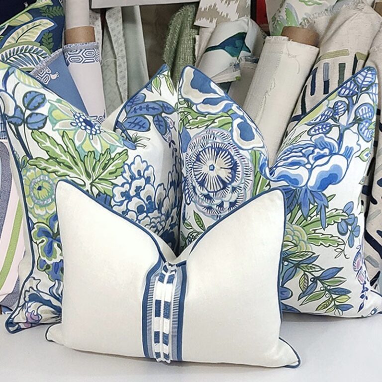 CHARLESTON COLLECTION FRINGE STRIPE LUMBAR PILLOW / CAPRI