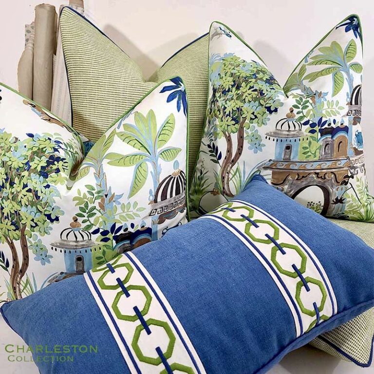 CHARLESTON COLLECTION VIZCAYA PILLOW / BLUE-GREEN