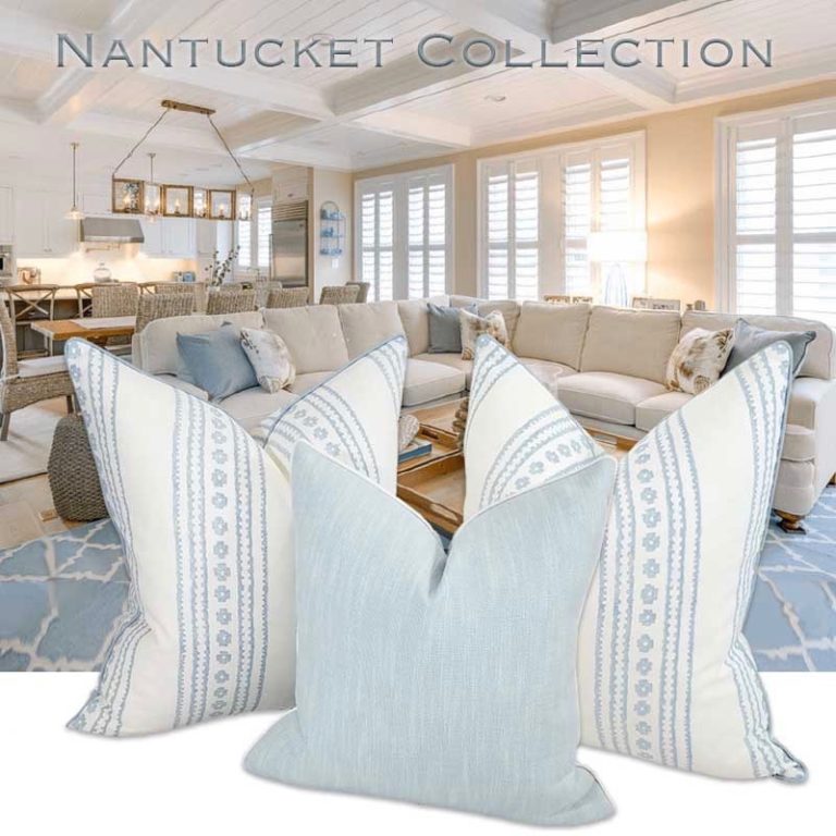 NANTUCKET COLLECTION CATO STRIPE PILLOW / POWDER BLUE