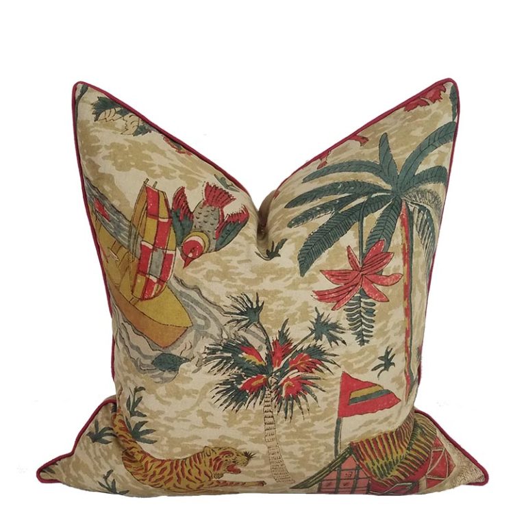 ST JOHN COLLECTION ISLAND COLONY PILLOW COVER / REDWOOD